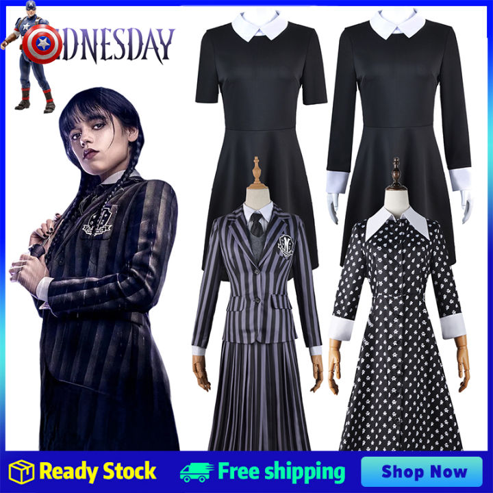 Wednesday Addams ชุดคอสเพลย์สำหรับเด็กผู้หญิงวันคริสต์มาสผู้หญิงชุด ...