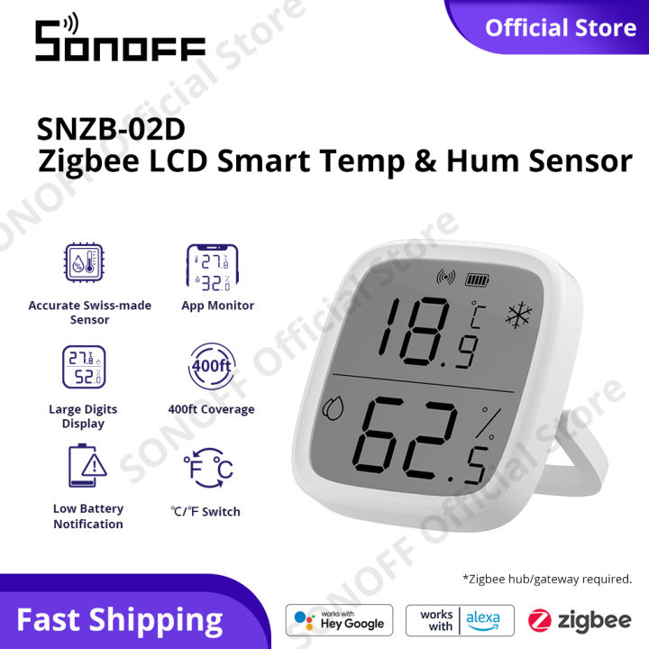 SONOFF SNZB-02D Zigbee Sensor Smart Temperature Humidity Sensor 2.5inch ...