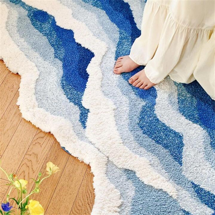 Ocean Wave Shaped Carpets INS Irregular Carpet Bedroom Bedside Area ...