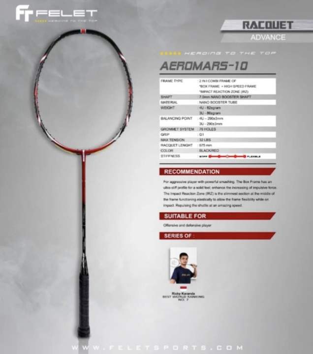 Raket Badminton Fleet Felet Aeromars 10 Ricky Karanda Original | Lazada ...