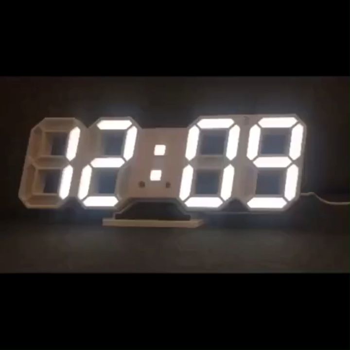 LED 3D Digital Clock Table Alarm Clock Wall Alarm Clock LED Night Light ...