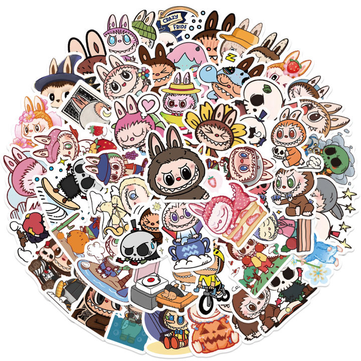 50Pcs Cute Cartoon Labubu Stickers Kawaii Water Bottle Stickers for ...