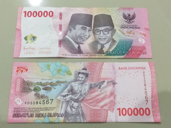 100000 rupiah Indonesia Soekarno Mohammad hatta seratus ribu rupiah ...