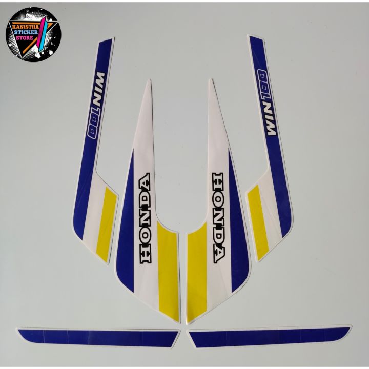 striping honda win 100 tahun 1991 putih biru tua (kuning) stiker list ...