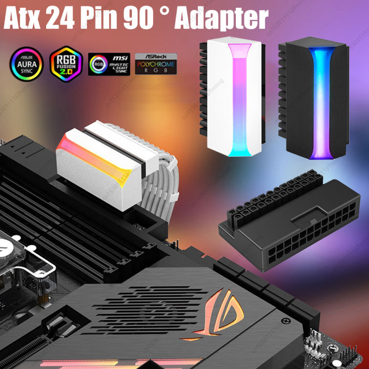 ATX 24 Pin 90 Degree Adapter 5V 3 Pin ARGB 90 Degree Right Angle Power ...