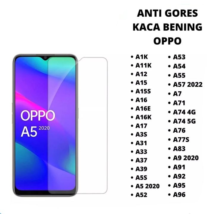 ANTIGORES KACA BENING OPPO ALL TYPE Tempered Glass Bening Oppo | Lazada ...