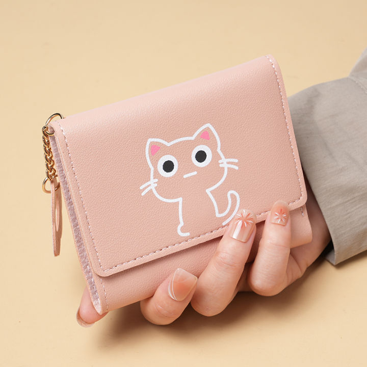 New cartoon cute wallet female short cat girl small wallet wallet ...