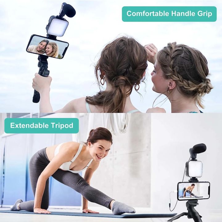 Tripod Mini Microphone Starter Vlog kit for TikTok Live Stream Video YouTube Smartphone Vlogging ...