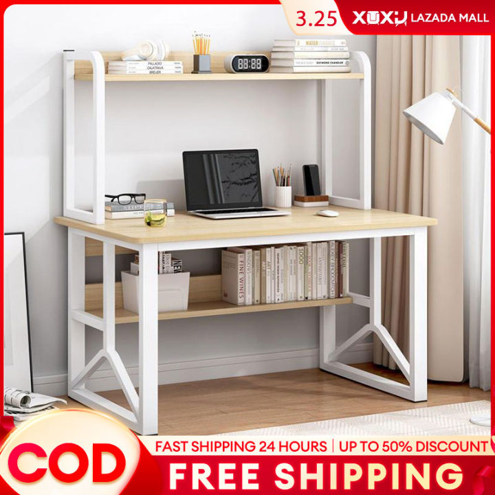 Meja Komputer Computer Table with Bookshelf Modern Home Office Desk ...
