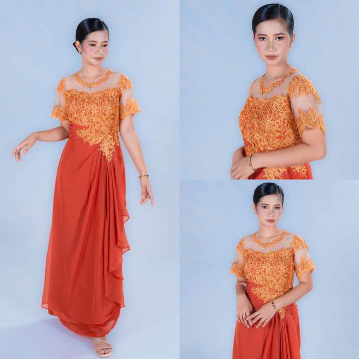 Sponsor Gown / Ninang Gown Rust Orange | Lazada PH