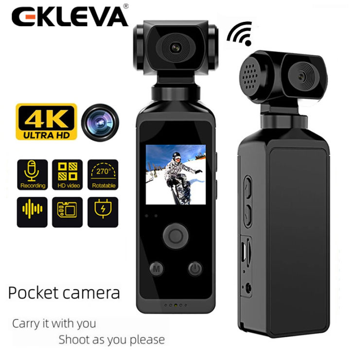 EKLEVA 4K/5K HD Mini Camera Pocket WIFI Outdoor 270°Rotatable Bodycam ...