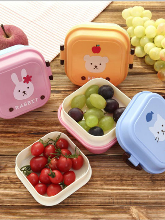 Cartoon Children's Bento Box Cute Animal Tuck Box Mini Double-Layer ...