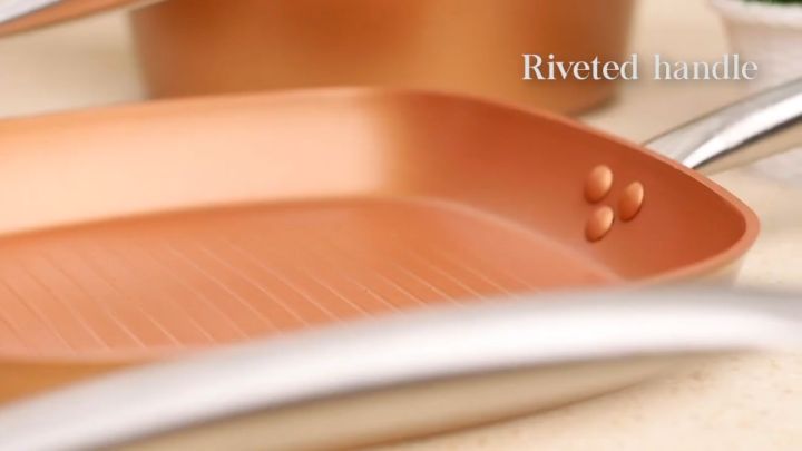 Masflex Copper Series 28 cm Non-Stick Grill Griller Pan Induction Ready ...