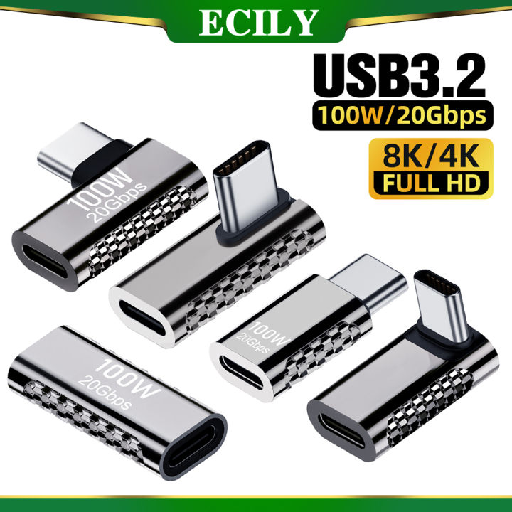 ECILY USB C to C Adapter 100W Charger Connector for Macbook 20Gbps High ...