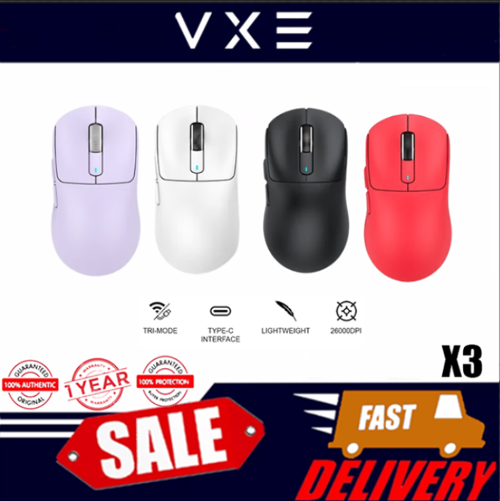 VXE Attack Shark X3ไร้สายเมาส์สำหรับเล่นเกมส์น้ำหนักเบา Tri-Mode 2.4G ...
