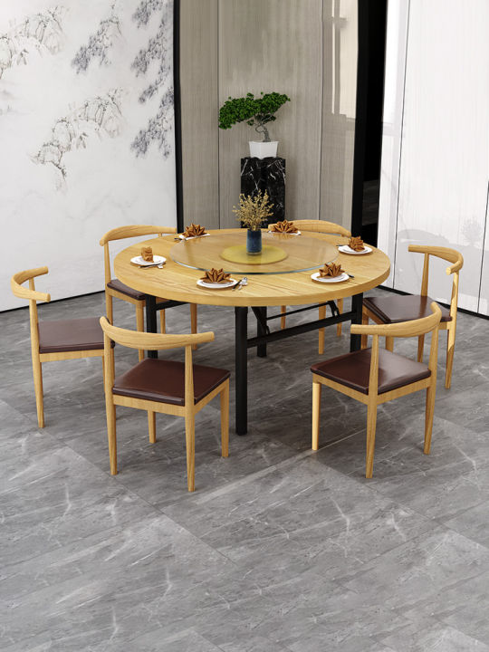Thickened Large round Solid Wood Dining Table Home Hotel Foldable Cedar ...