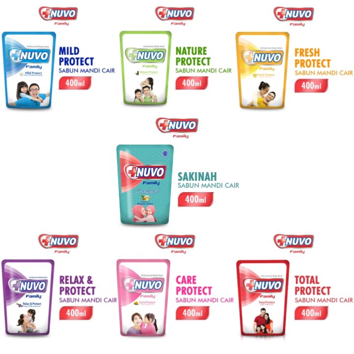 Nuvo Family Sabun Mandi Cair Merah Total, Kuning Fresh, Hijau Nature ...