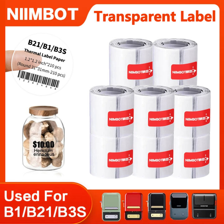 Niimbot B1/B21/B203 Transparent Label Paper Mini Printer Thermal Round/ Square Sticker Self ...