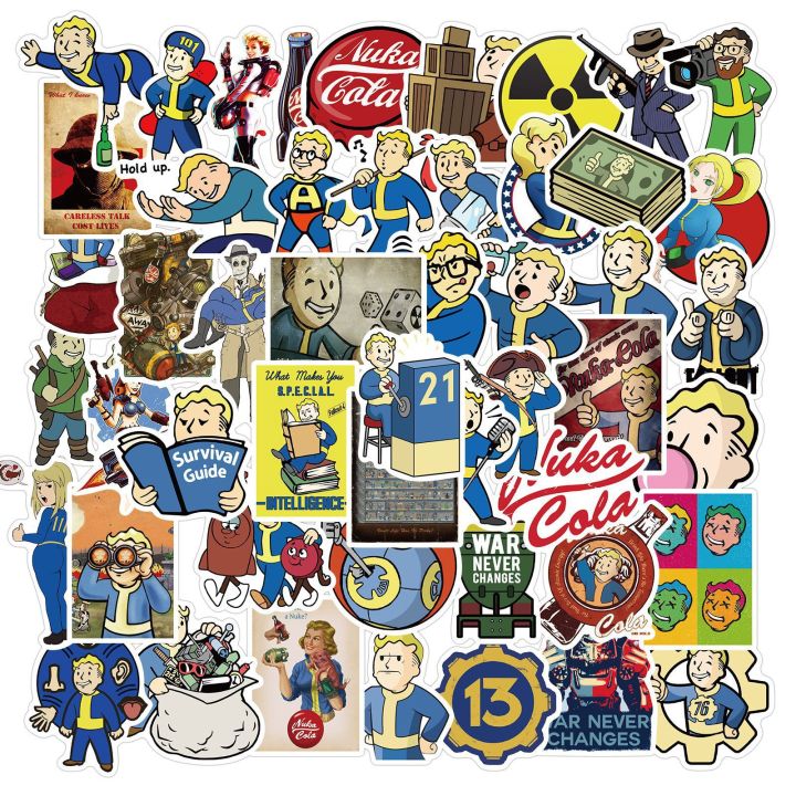 สติกเกอร์กราฟฟิตีสำหรับเล่นเกม Fallout 50แผ่นของตกแต่งเคสมือถือแล็ปท็อป ...