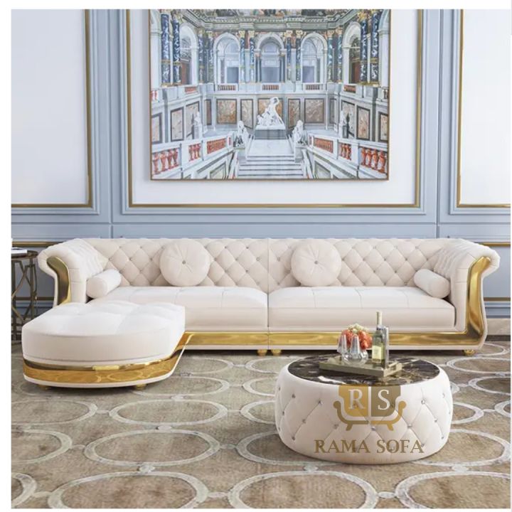 Rama sofa - sofa L chesterfield list gold kualitas premium mewah sofa ...