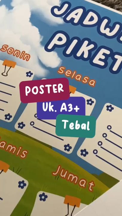 cetak POSTER JADWAL PIKET KELAS SEKOLAH / Poster A3+ Glossy | Lazada ...