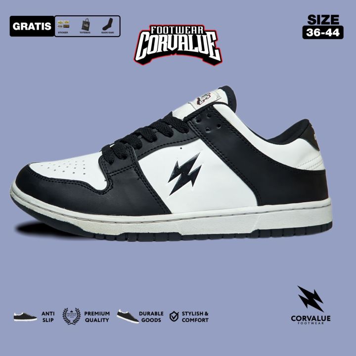 SEPATU CORVALUE FOOTWEAR - Sepatu Sneakers Kasual Chicago black white ...