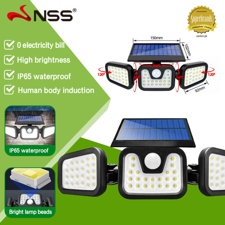 NSS Solar Light Outdoor LED Solar Motion Sensor Lights 360° Adjustable ...