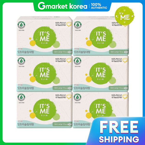 Itsmy New Slim Organic Cotton Cover Sanitary Pads Large 10P x6 Pack ...