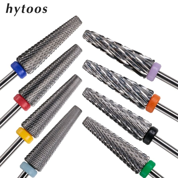 HYTOOS 24mm Super Long 5 in 1 Nail Drill Bits Two-Way Cross Manicure ...
