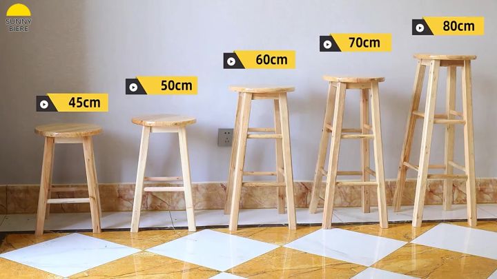 Bar Stool 45/60/70/80CM Height Solid Wood 150KG Load-bearing Capacity ...