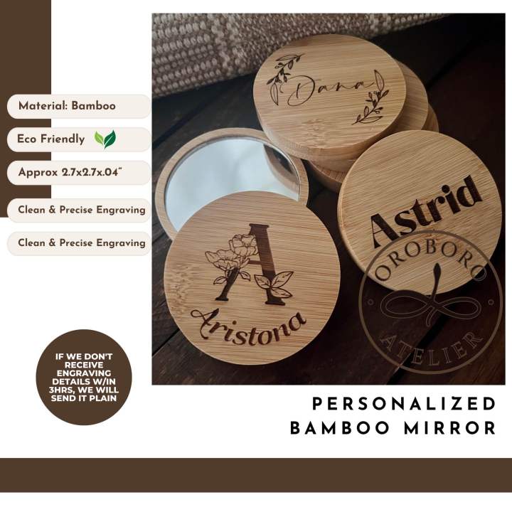 Oroboro Personalized Wooden Bamboo Mirror | Lazada PH