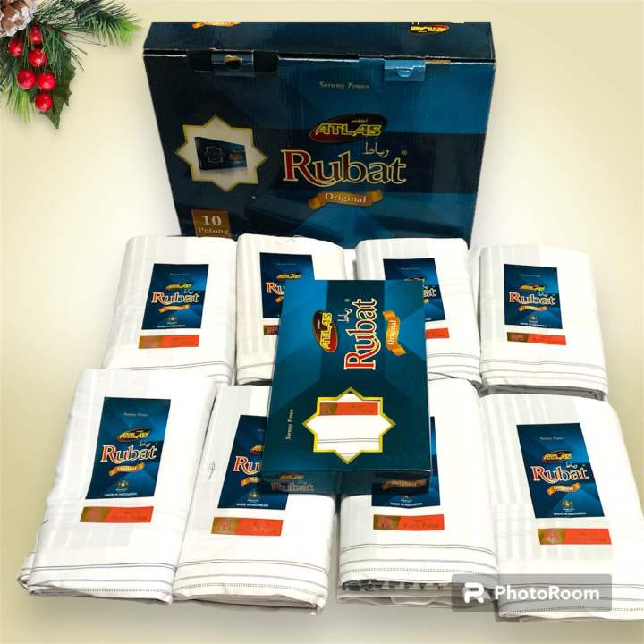 ผ้าโสร่งผู้ชาย ตราRubat สีขาว เย็บแล้ว ผ้าไม่ลื่น | Lazada.co.th