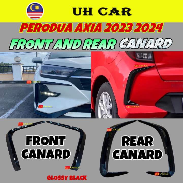 Perodua Axia 2023 2024 Front Rear Bumper Canard Glossy Black | Lazada
