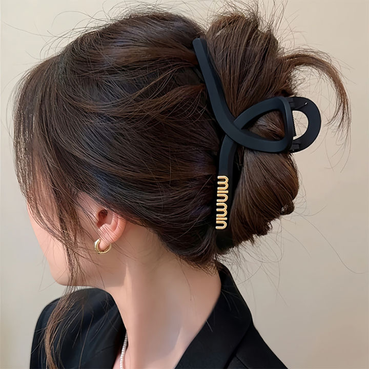 Matte Black Hair Clip For Women Fashion Elegant Hairgrips Large Hair ...