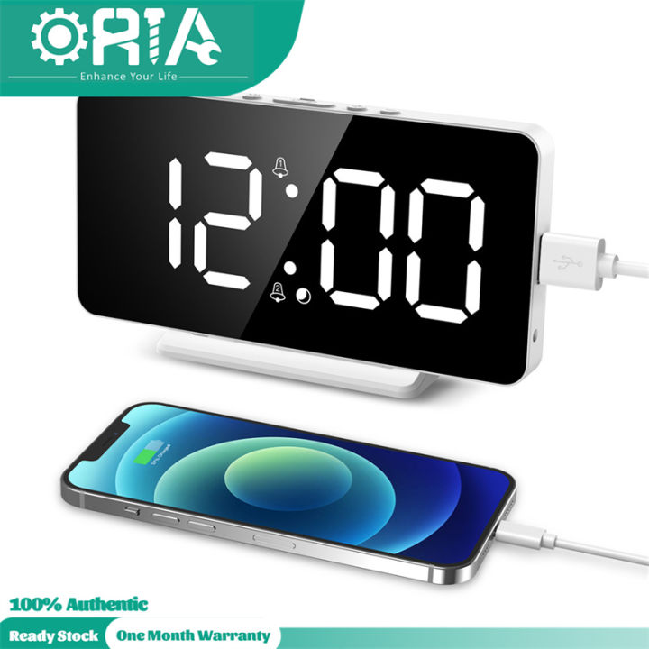 ORIA Digital Clock 6.5 Inch USB Wall Clock LED Alarm Clock with 12/24H ... ORIA Digital Clock 6.5 Inch USB Wall Clock LED Alarm Clock with 12/24H ...