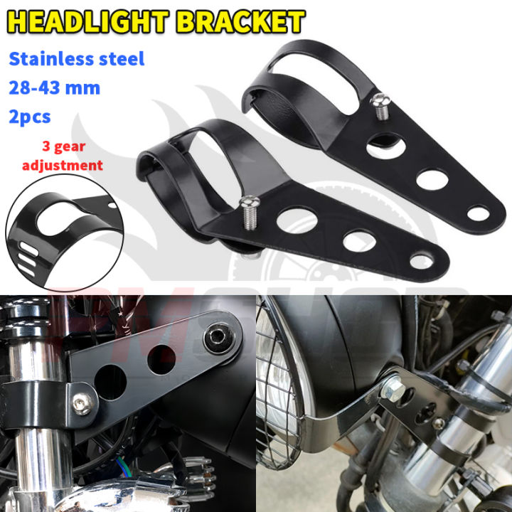 Universal Motorcycle Headlight Mount Brackets Fork Ear Cafe Racer ...