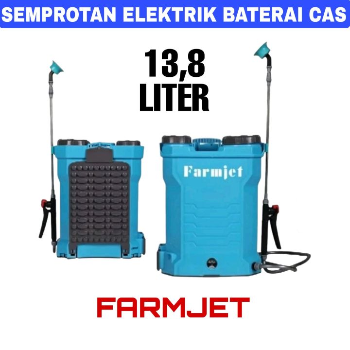 alat semprot sprayer elektrik baterai cas tangki 13.8 liter FARMJET ...