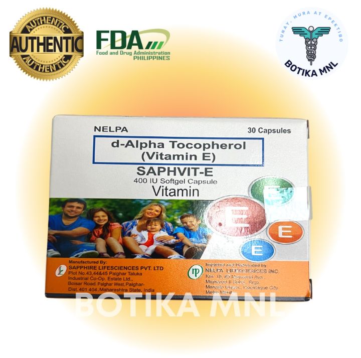 SAPHVIT-E Vitamin E 400 IU (30 softgel capsules) FDA APPROVED | Lazada PH