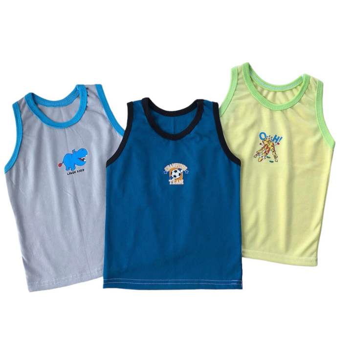 3PCS Sando for kids (boy) Colored Plain Cotton fabric (0-8 years old ...