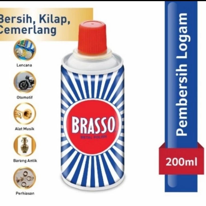 Brasso 200ml metal polish kuningan chrome tembaga stainless steel braso ...