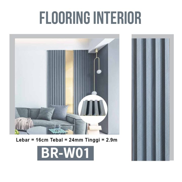 WPC Wall panel partisi dinding BR-W01 Warna Abu tebal 24mm/lembar ...