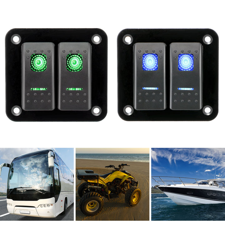 Circuit Breaker 12-24V 2 Gang Rocker Switch Panel for Car Marine Camper ...
