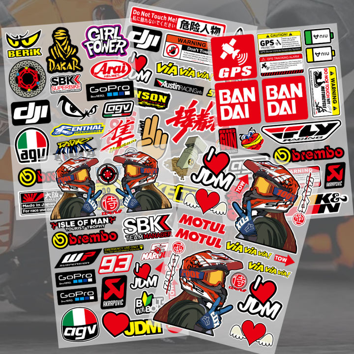 1 Set Motorcycle PVC Sticker Sponsor Logo Decoration Helmet Sticker ...