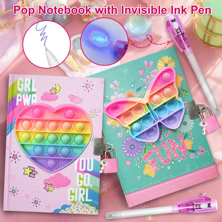 Pop Girls Diary with Lock, 7.5x5.4 Inches 160 Lined Pages Girls Journal ...