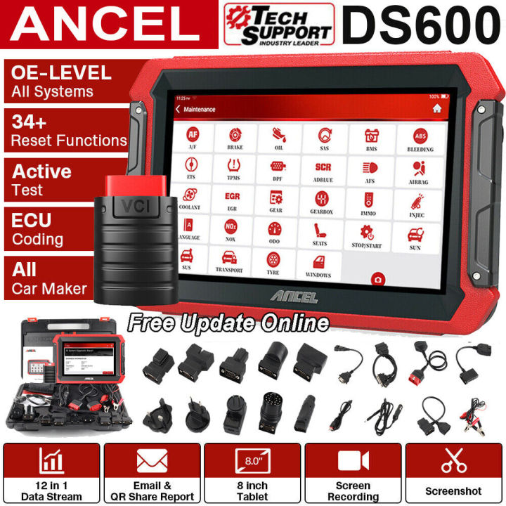 ANCEL DS600 Elite ECU Online Coding OBD2 Scanner Full System 2024 ...