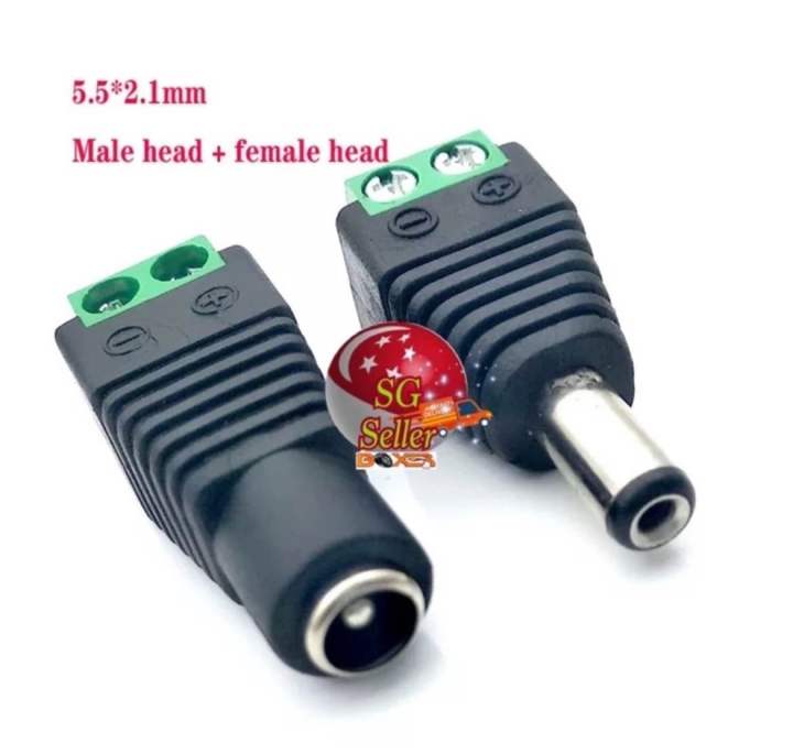 Female & Male DC Connector 2.1*5.5mm Power Jack Adapter Plug Cable ...