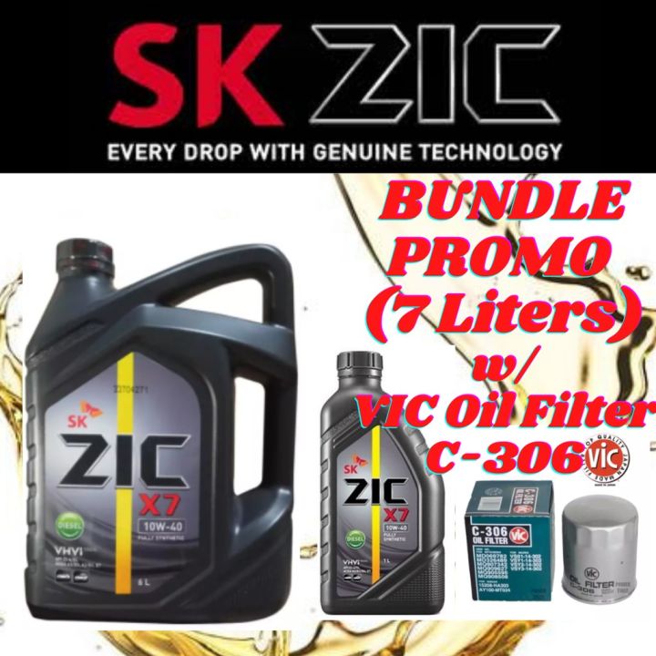 SK ZiC 10W-40 FULLY SYNTHETIC 7L/With VIC OIL FILTER C-306 | Lazada PH