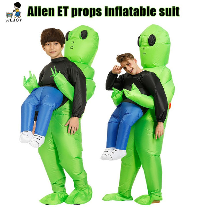 Adult Green Alien Inflatable Costume kids Funny Suit Party Fancy Dress ...