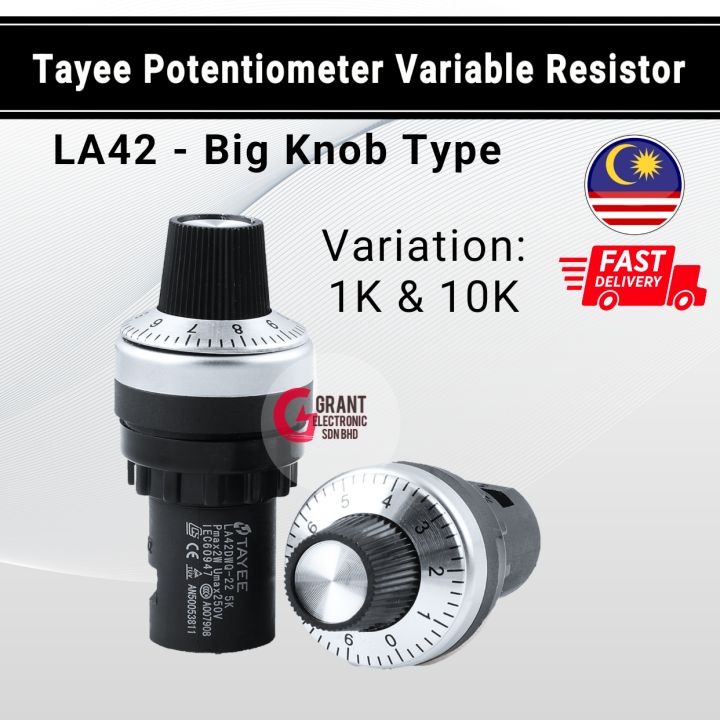 Tayee Potentiometer 1K 10K Variable Resistor LA42DWQ Big Knob 20mm | Lazada