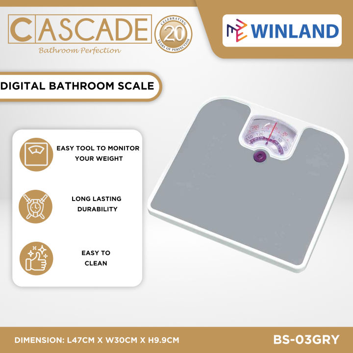Cascade by Winland Bathroom Scale With BMI Indicator in Gray Platform ...